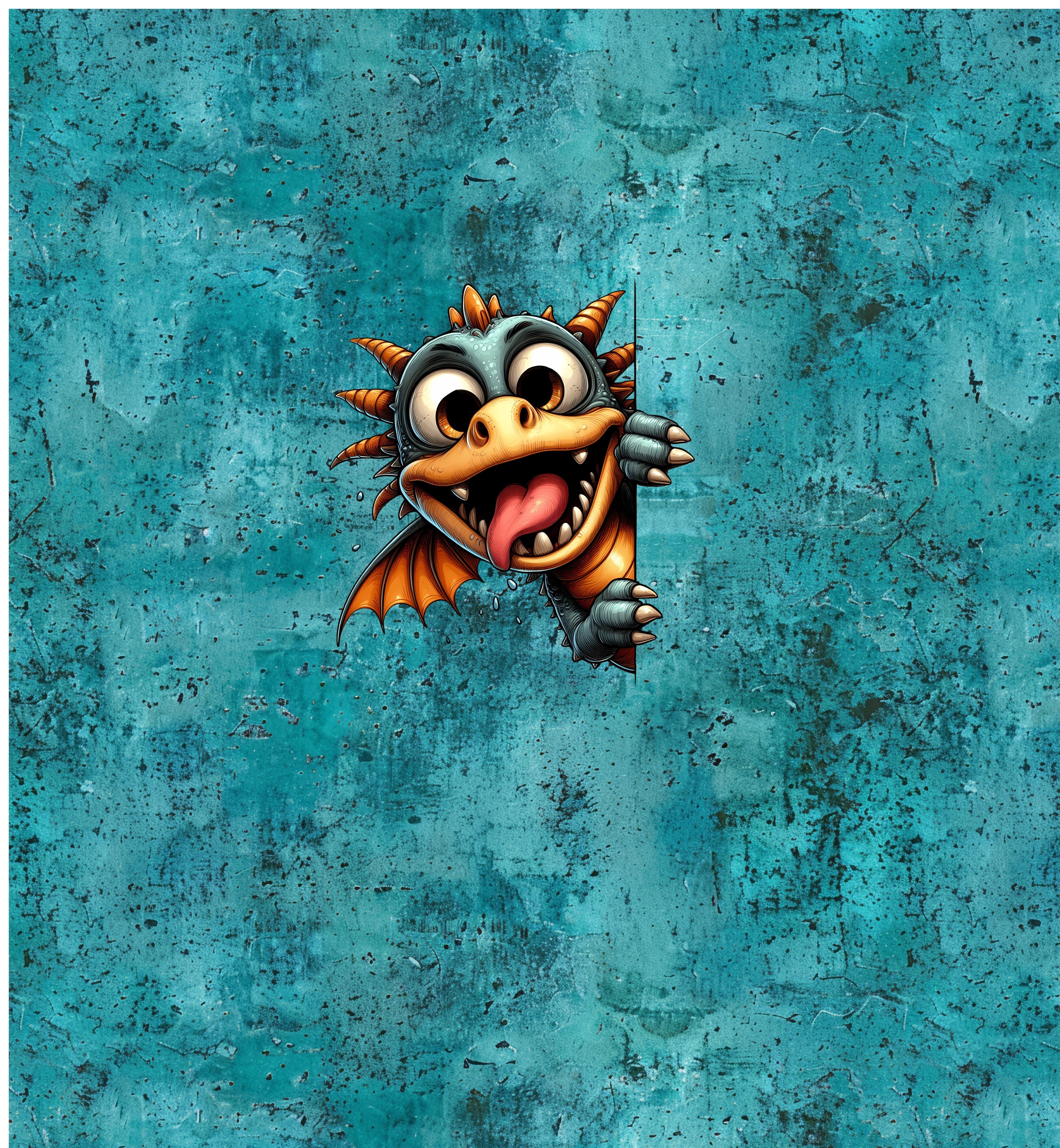 Vorbestellung Panel Drache Bio French Terry Türkis – Fylou's Style